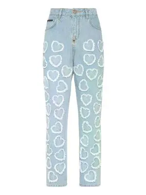 PHILIPP PLEIN Philipp Plein Tapered Cotton Jeans With Heart Motif