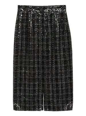 Dice Kayek Sequin Embellished Tweed Midi Skirt - Black