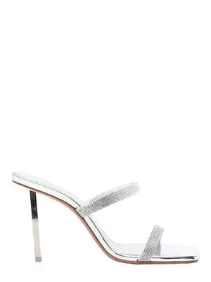 Amina Muaddi 100mm Crystal Embellished Stiletto Sandals - Silver