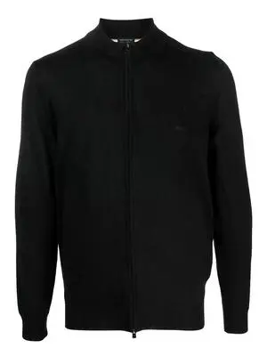 BOSS Fine-knit Zip-up Cardigan - Black