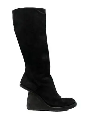 Guidi Asymmetric Heel Knee Boots - Black