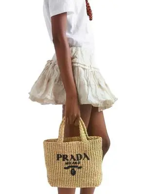 Prada Small Crochet Tote Bag - Neutrals
