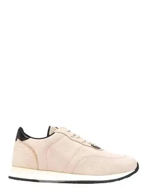 GIUSEPPE ZANOTTI Pink Leather Croc Effect Lace Up Sneakers - Neutrals