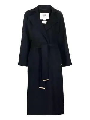 Woolrich Belted Wool Blend Coat - Blue