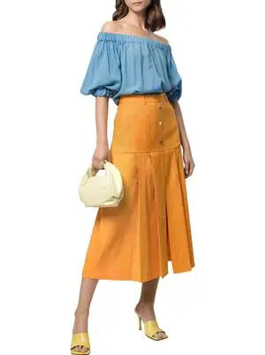REJINA PYO Button-detail Midi Skirt - Orange