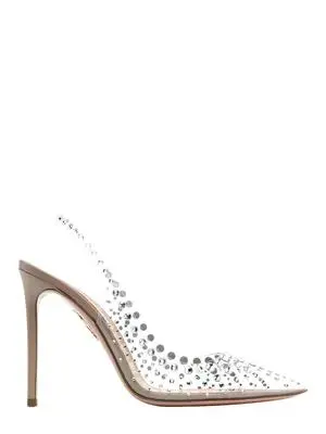 AQUAZZURA Starburst 105mm Pointed-toe Slingback Pumps - Neutrals