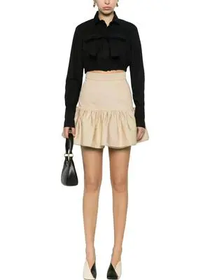 PATOU Ruffled Cotton Miniskirt - Neutrals