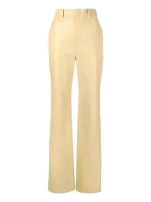 Nanushka High-waist Straight Leg Faux Leather Trousers - Neutrals