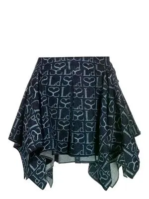 LUDOVIC DE SAINT SERNIN Monogram Asymmetric Miniskirt - Blue