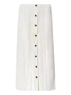 Proenza Schouler White Label Proenza Schouler White Label Ribbed Knit Button-Front Midi Skirt Neutrals