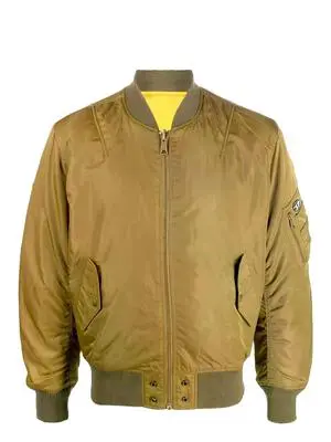 DIESEL® Logo Patch Zip-front Bomber Jacket - Green