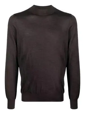 BARBA NAPOLI High-neck Virgin Wool Jumper - Brown