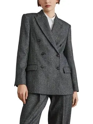 Brunello Cucinelli Double-breasted Herringbone Blazer - Grey
