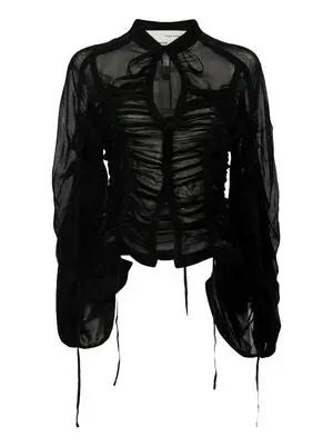 Isabel Benenato Strap-detail Draped Top - Black