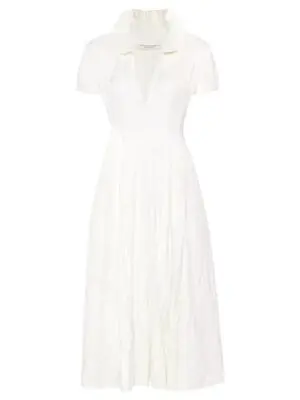 Philosophy Di Lorenzo Serafini V-neck Pleated Midi Dress - Neutrals