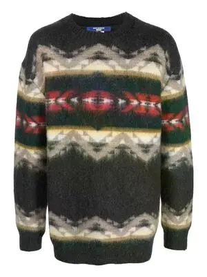 Junya Watanabe Intarsia Knit Oversized Jumper - Grey