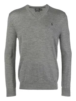 Polo Ralph Lauren Classic V-neck Merino Wool Sweater - Grey