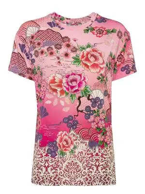 Johnny Was Floral Print Short-sleeve T-shirt - Pink
