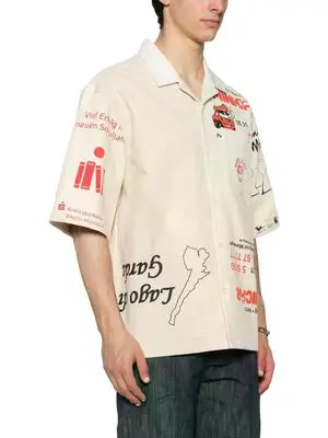 MARINE SERRE Regenerated Tote Bags Bowling Shirt - Neutrals