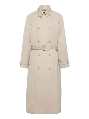 Prada Double-breasted Wool Trench Coat - Neutrals