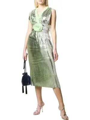 Marco De Vincenzo Ruffle Trim Midi Dress - Metallic