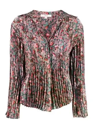 Vince Pleated Floral Print Shirt - Multicolour