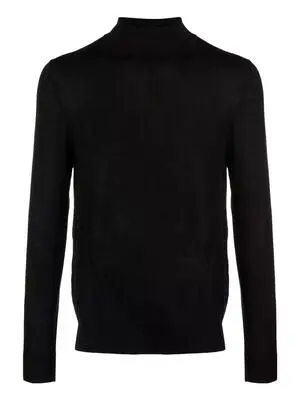 HACKETT Roll Neck Wool-blend Jumper - Black