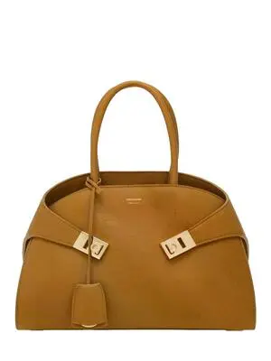 FERRAGAMO Ferragamo Small Hug Tote Bag In Calfskin Leather Brown
