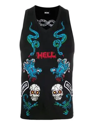 KTZ Cotton Patchwork Vest Top - Black