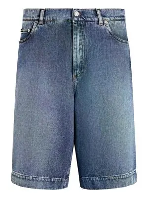 Dolce & Gabbana Logo-embroidered Denim Shorts - Blue