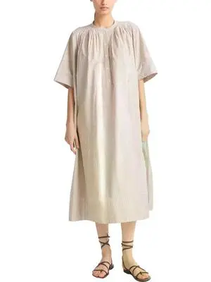 YVES SALOMON Striped Midi Dress - Brown