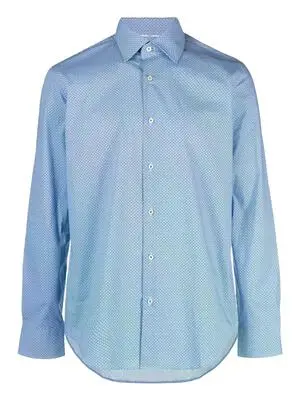 BOSS Graphic-print Long-sleeve Shirt - Blue