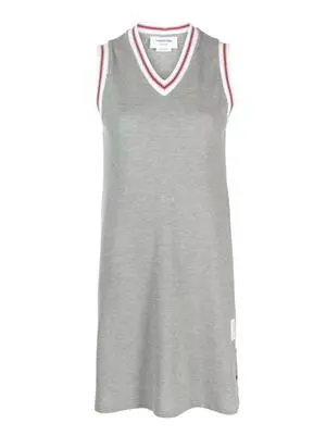 Thom Browne Stripe-trim Cotton Minidress - Grey
