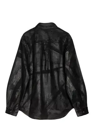 Helmut Lang Foil-print Denim Shirt Jacket - Black