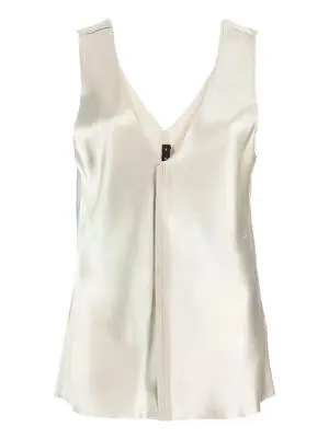 Voz Raw-cut Silk Tank Top - Grey