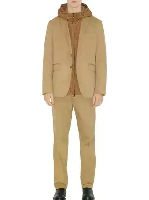 Burberry Embroidered-logo Cotton Chino Trousers - Neutrals