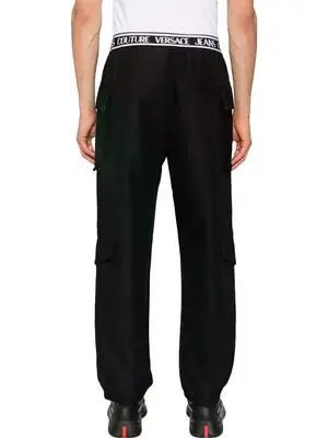Versace Logo Waistband Cargo Trousers - Black