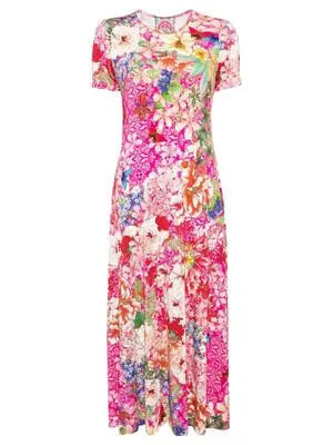 Johnny Was Floral Print Midi Dress - Pink