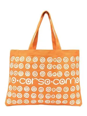 10 CORSO COMO Spiral Logo Print Canvas Tote Bag - Orange
