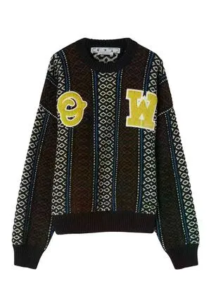 Off-White Intarsia-knit Logo-embellished Jumper - Blue