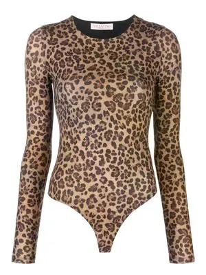 Valentino Garavani Animal Print Jersey Bodysuit - Neutrals