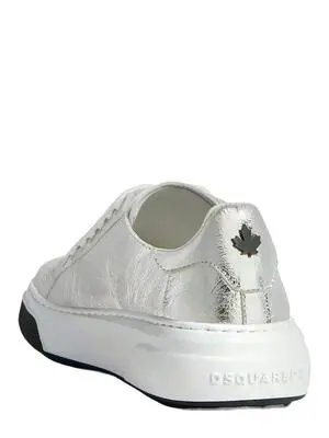Dsquared2 Metallic Leather Lace-up Sneakers - Silver