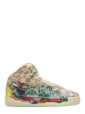 Nike Nike X Louis Vuitton Air Force 1 Mid Virgil Abloh Graffiti Sneakers Neutrals