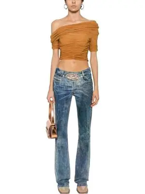 DIESEL® Diesel Gem-Embellished Logo Buckle Flared Jeans