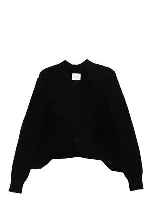 NUDE Asymmetric Virgin Wool Cardigan - Black