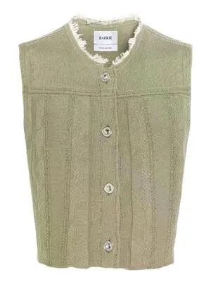 BARRIE Panelled Frayed Denim Vest - Green