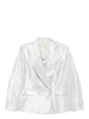 RAME Metallic Double-breasted Blazer - Silver
