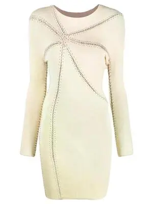 ISA BOULDER Starfish Whipstitch Detail Midi Dress - Neutrals