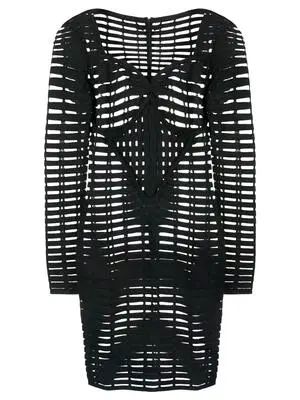 GENNY Open-knit Bustier Minidress - Black