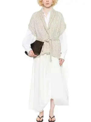 Brunello Cucinelli Belted Wrap Cardigan - Neutrals